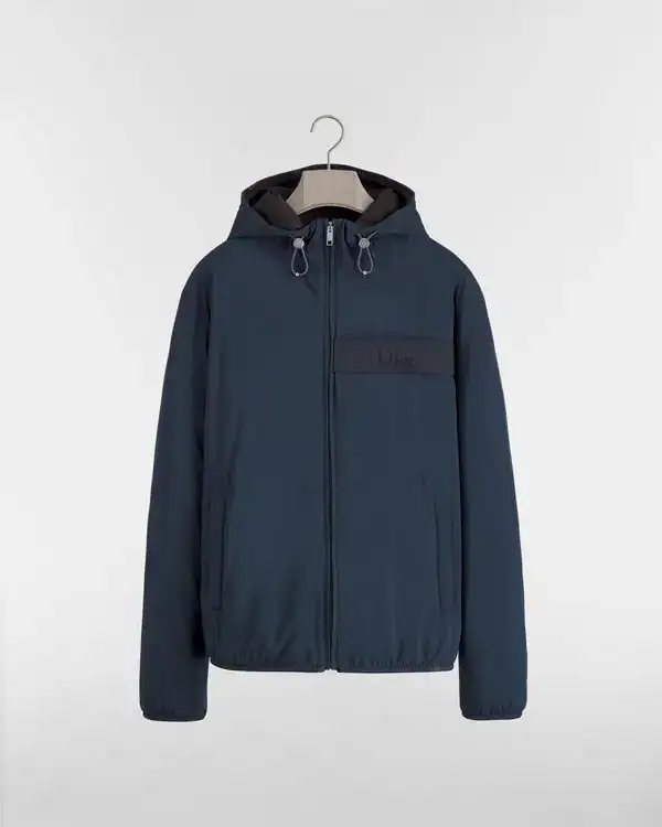 DIOR フーデッド ミリタリージャケット ネイビー46 Dior Hooded Jacket - Blue Technical Fabric | Editorialist